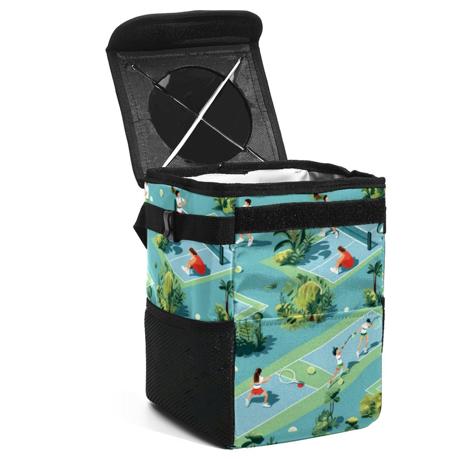 Tennis Foldable Car Trash Can with Lid, Leak-Proof Mini Trash Can, Car ...