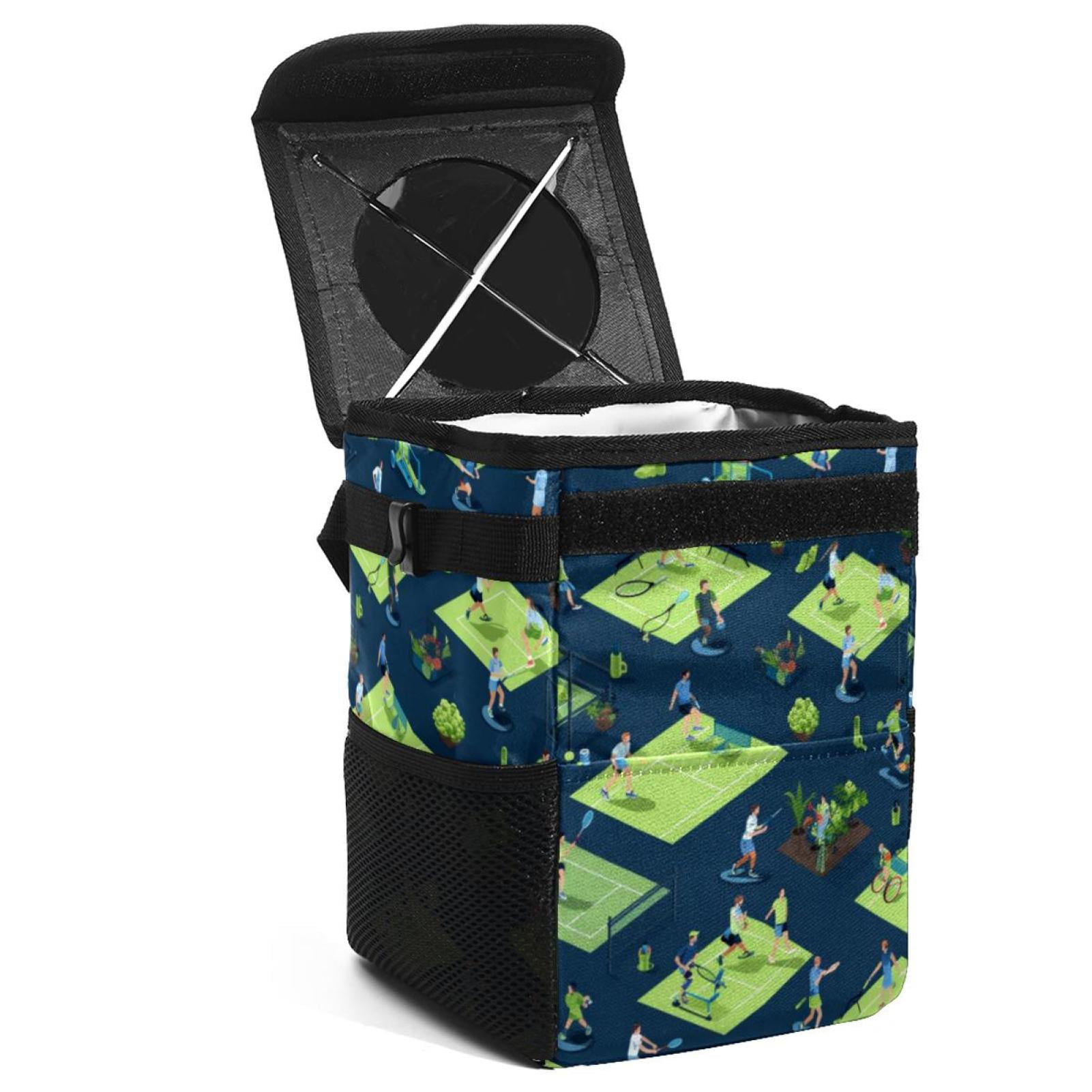 Tennis Foldable Car Trash Can with Lid, Leak-Proof, and Hanging Storage ...