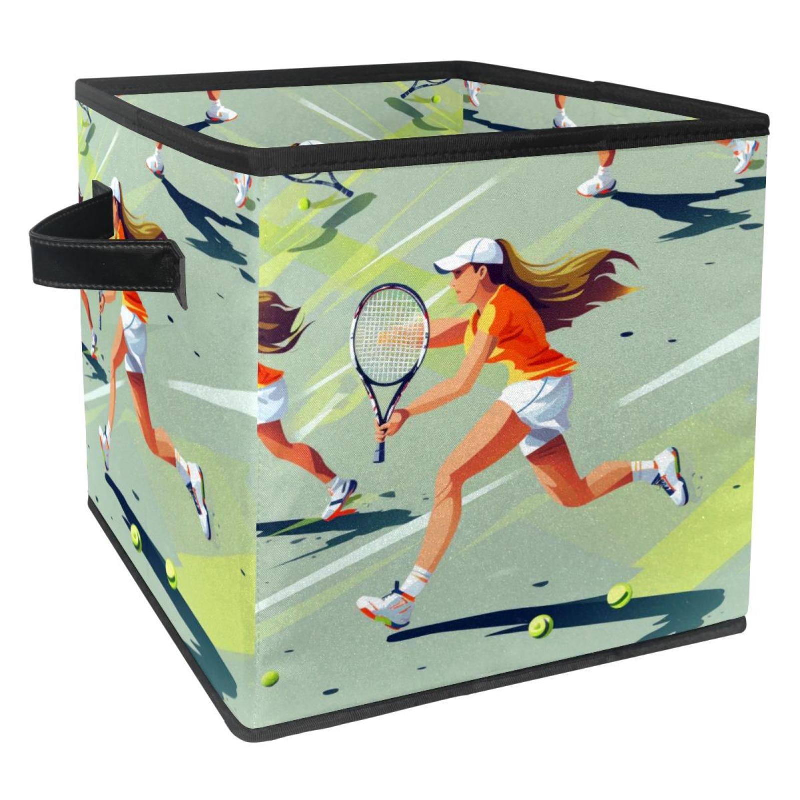 Tennis Foldable Toy Box Storage Baskets with Handle, 10.8"x10.5"x10.6 ...