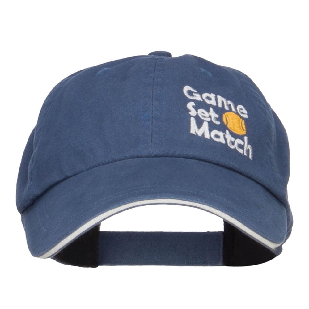 Tennis Game Set Match Embroidered Canvas Cap - Blue White OSFM ...
