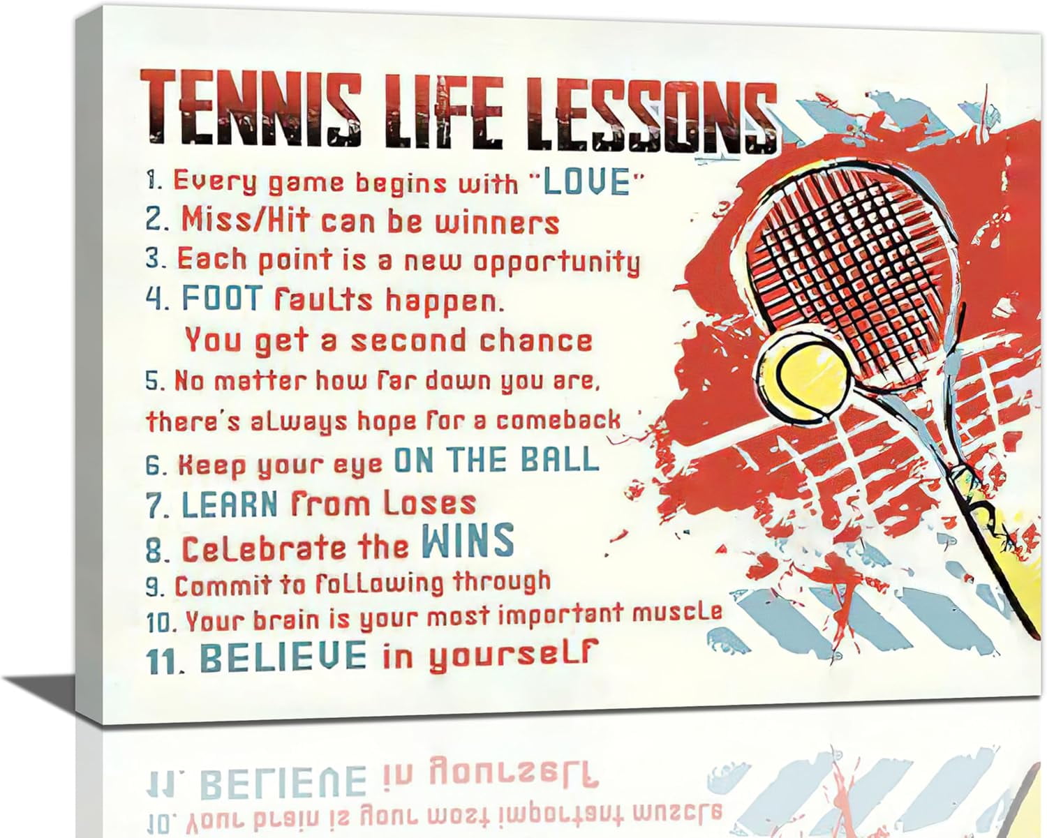 Tennis Gifts Inspirational Wall Decor Tennis Life Lessons Canvas Art ...