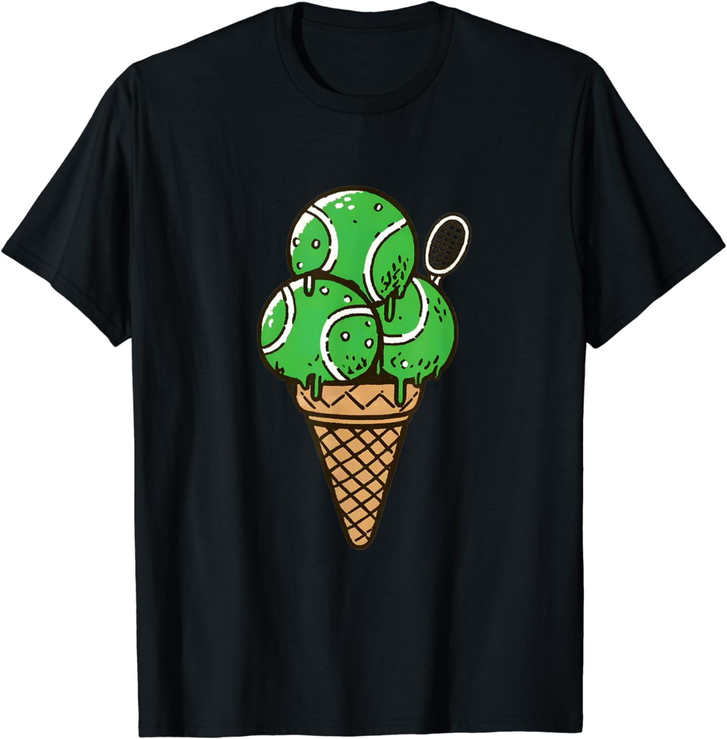 Tennis Ice Cream Sports Lover Retro Ice Cream Cone Summer T-Shirt ...