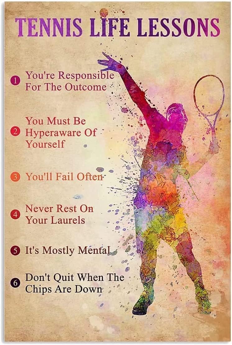 Tennis Life Lessons Metal Sign Vintage Aluminium Poster Club Decor ...