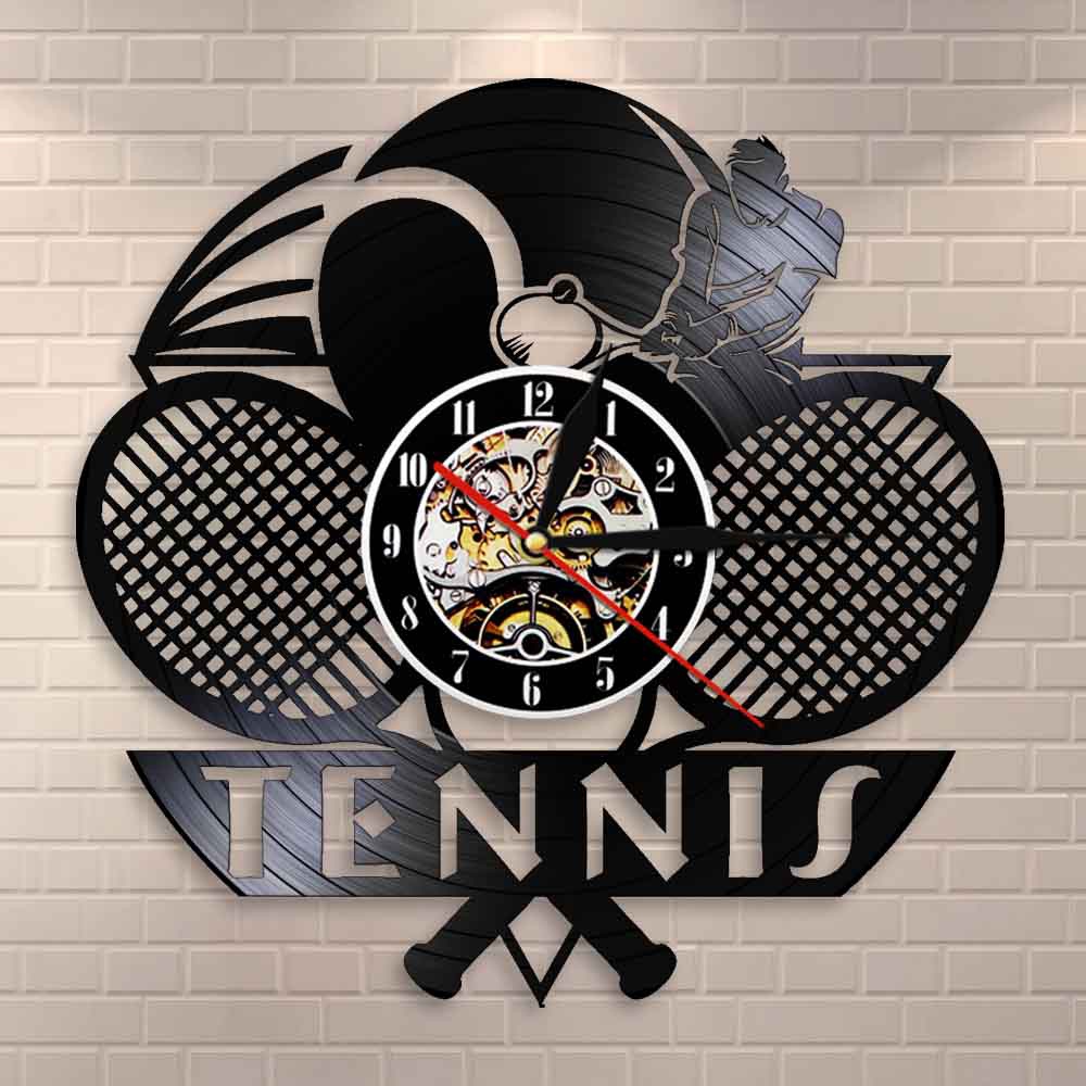 Tennis Logo Racket Court Ball Decor Wall Clock Tournament Tennis Match ...