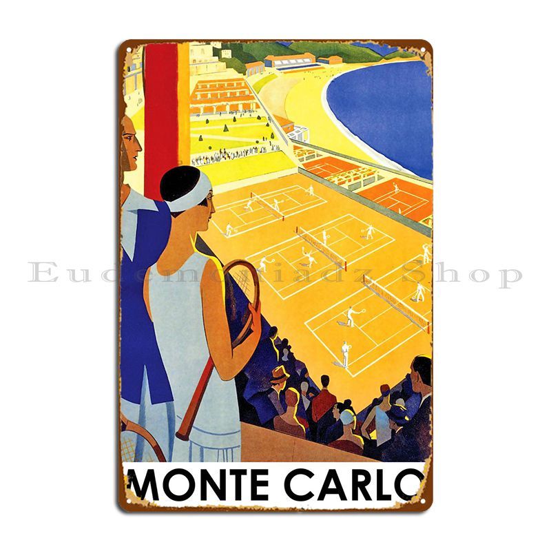 Tennis Monte Carlo Metal Sign Poster Garage Plaques Design Kitchen ...
