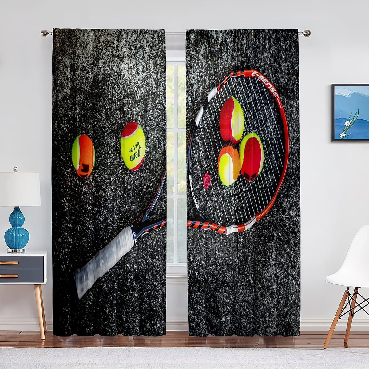 Tennis Outdoor Sports Game Sunlight Sheer Curtain for Living Room Voile ...