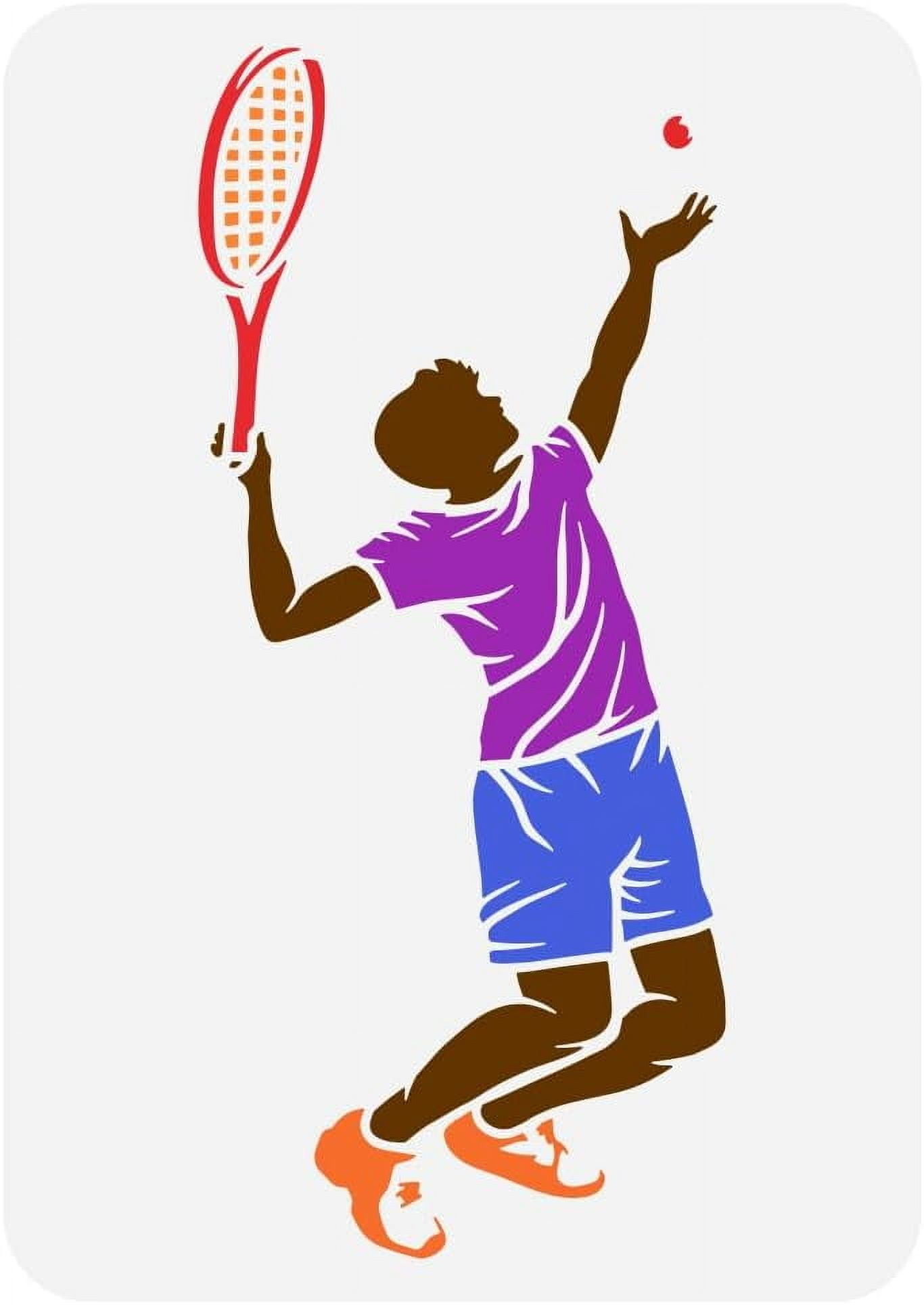 Tennis Player Painting Stencil 8.3x11.7inch Reusable Tennis Athlete ...