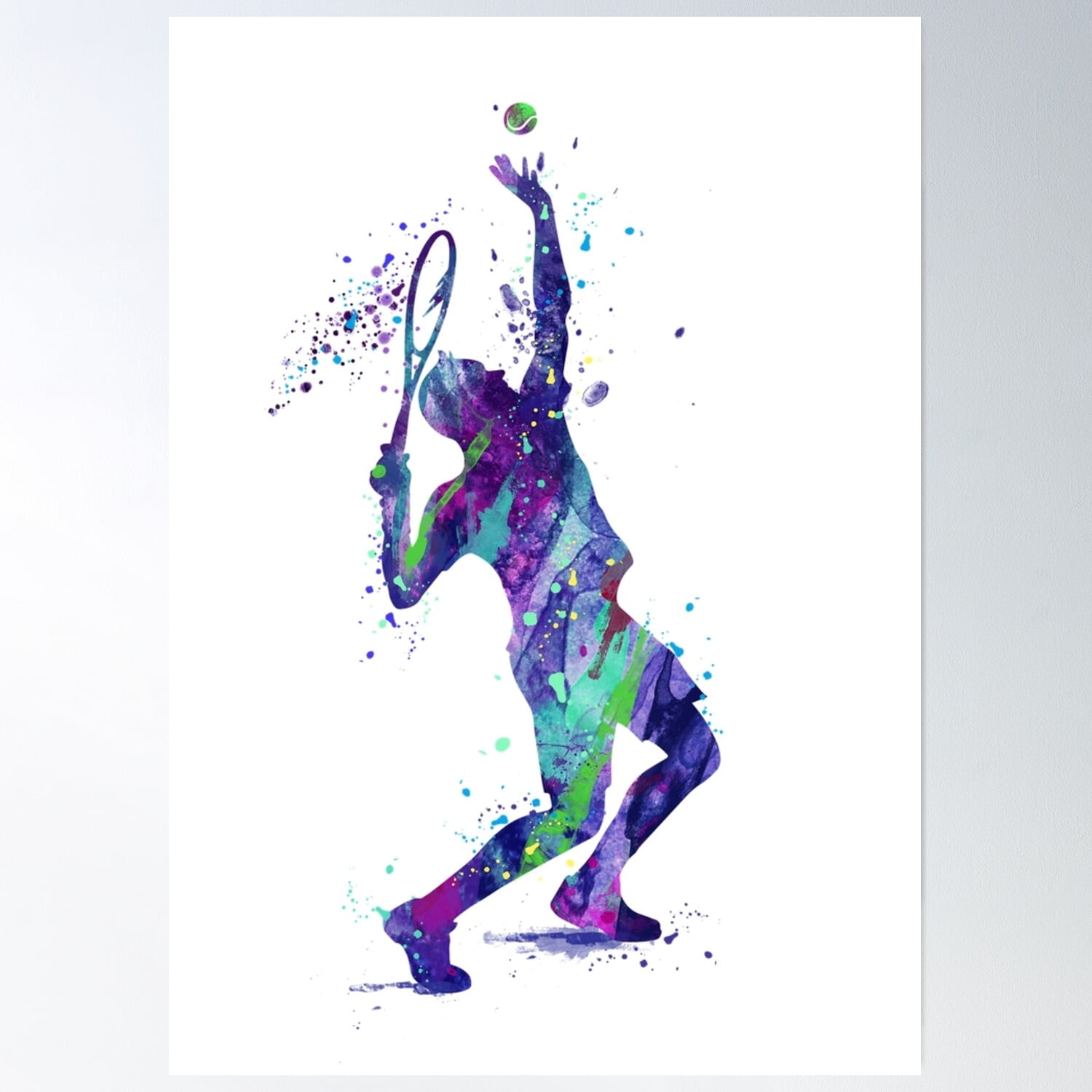 Tennis Player Watercolor Painting Art Print Gifts Poster Wall Art ...