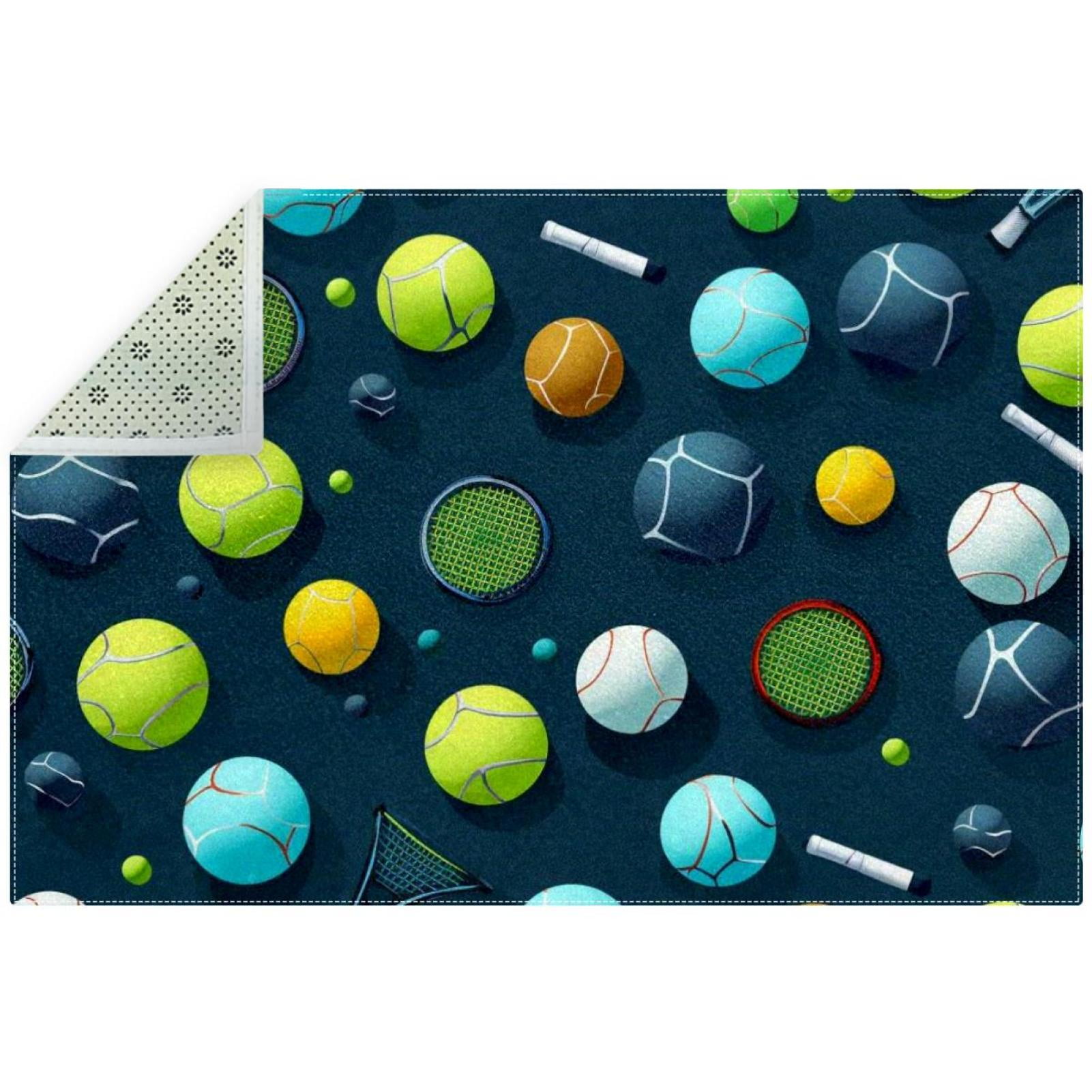 Tennis Polyester Welcome Mat - Indoor/Outdoor Door Mat with Right-Angle ...