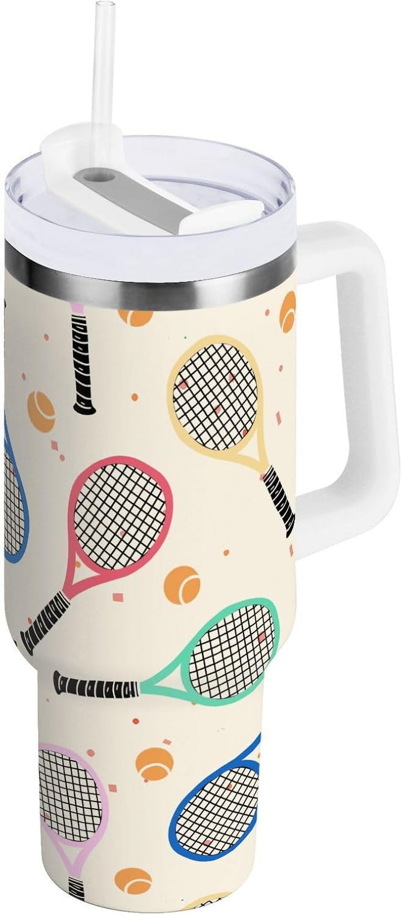 Tennis Racket 40oz Tumbler – Stainless Steel Insulated Mug with Handle ...