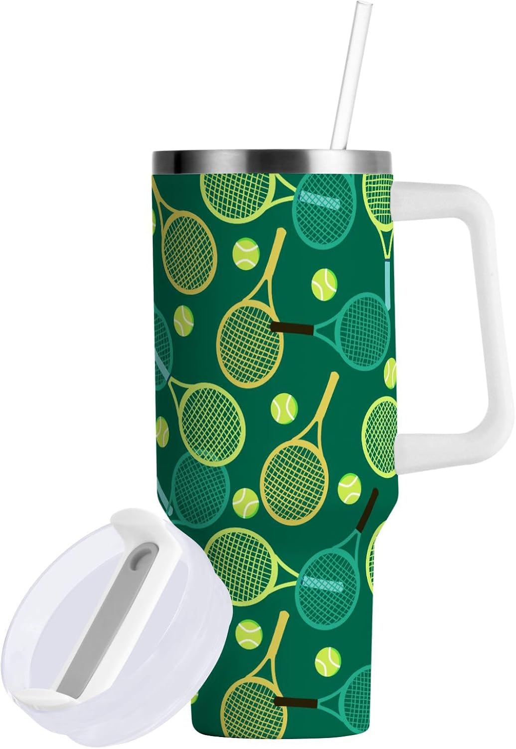 Tennis Racket 40oz Tumbler – Stainless Steel Insulated Travel Mug with ...