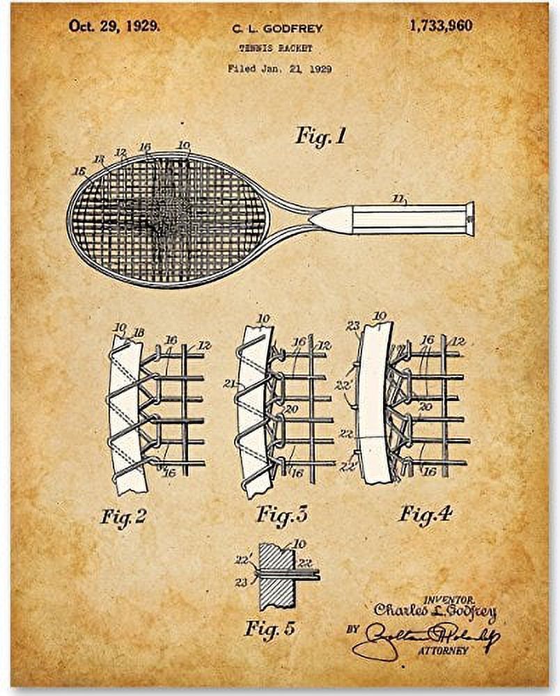 Tennis Racket Patent - 11x14 Unframed Patent Print - Great Gift for ...