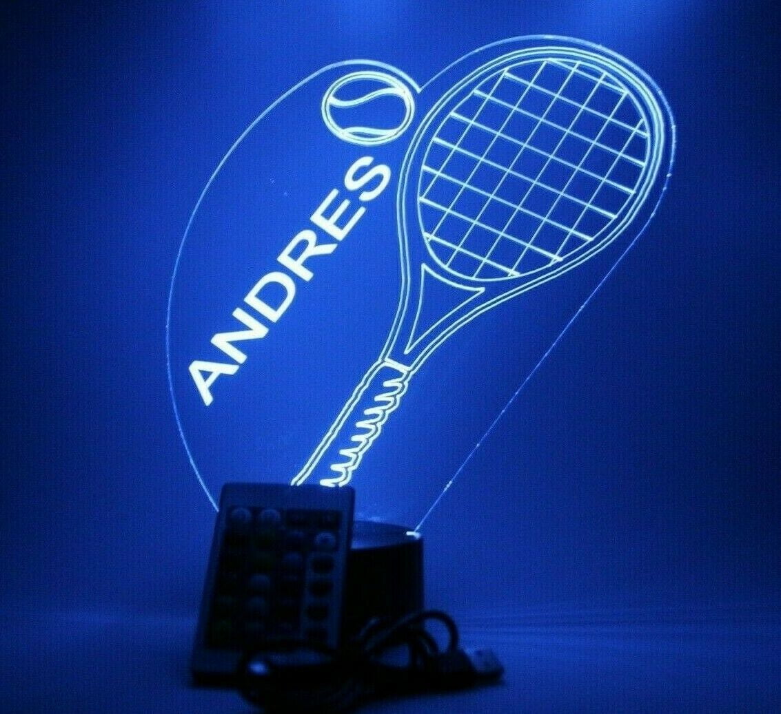 Tennis Racket Racquets and Ball Sports Player Night Light Up Table Lamp ...