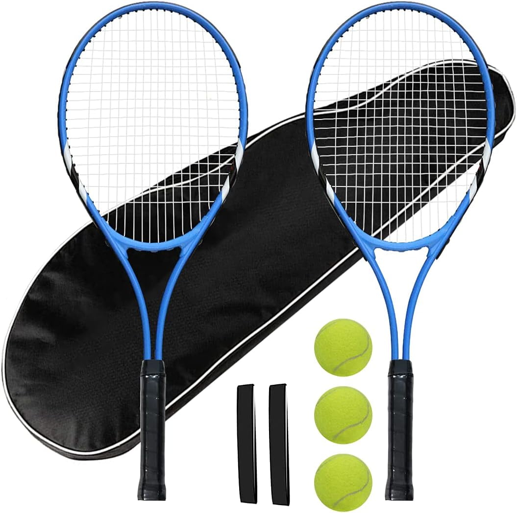 Tennis Rackets 2 Players Recreational for Beginners,Pre-Strung 27 Inch ...