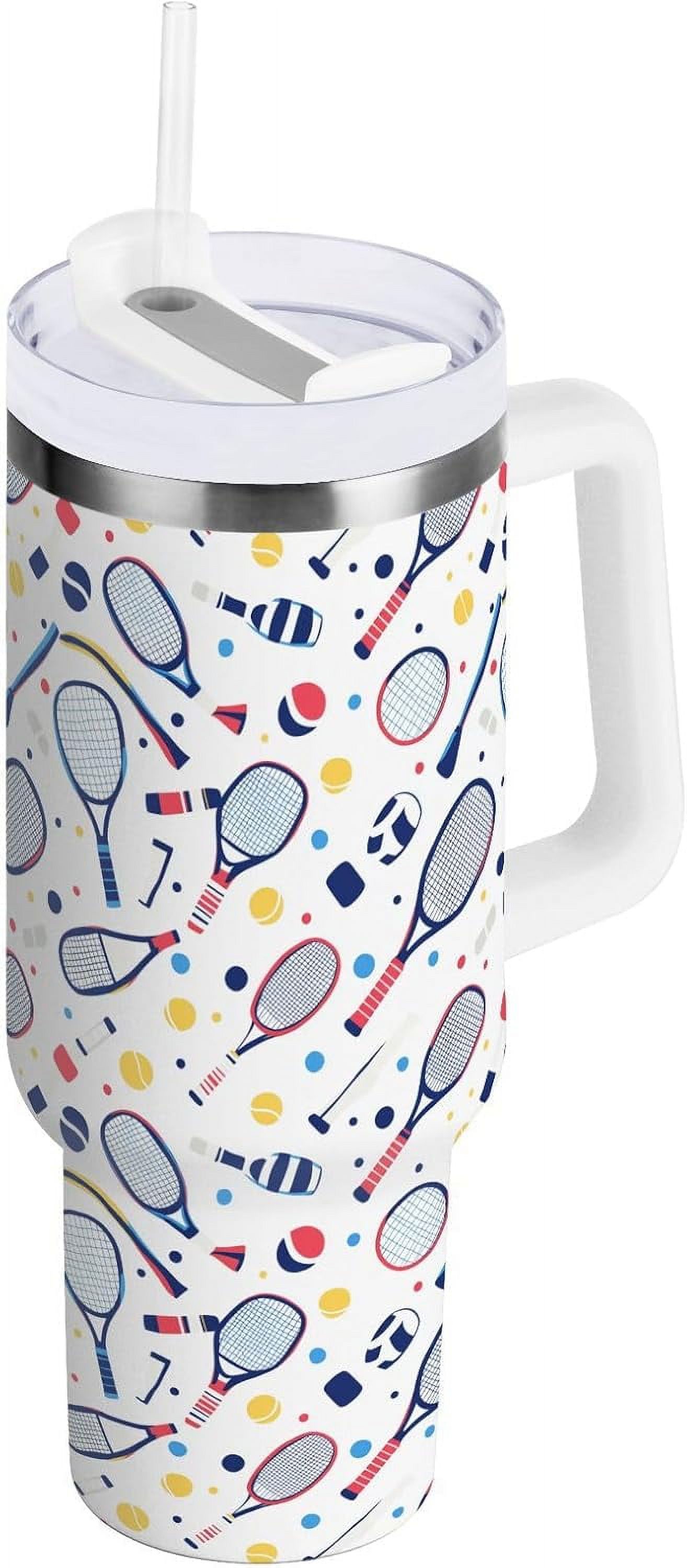 Tennis Rackets Image 40 oz Tumbler with Handle Straw Lid | Insulated ...