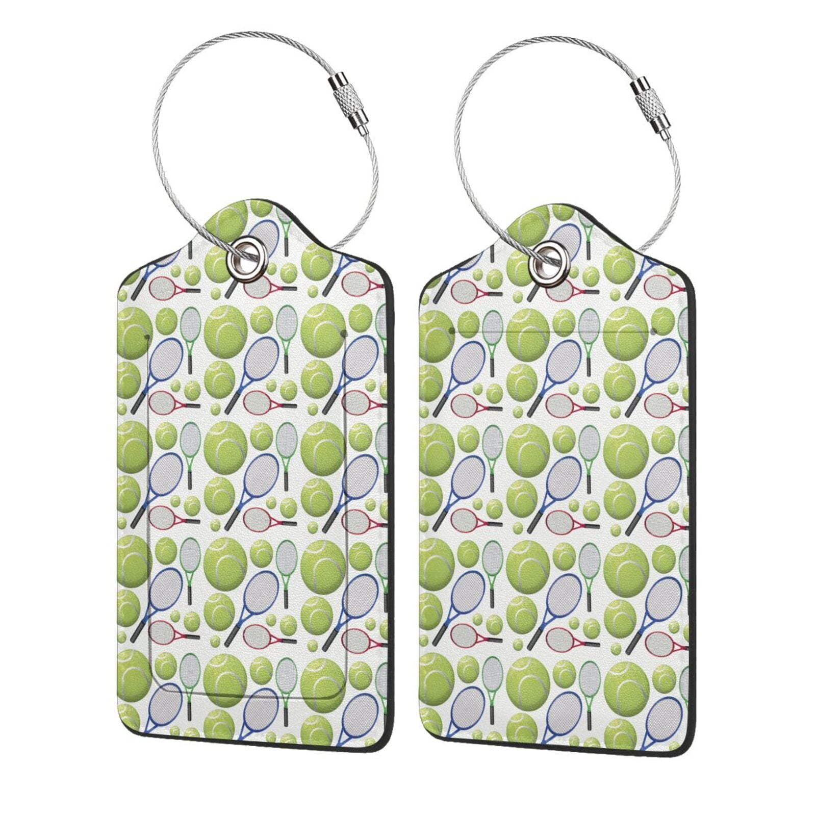 Tennis Rackets and Balls Luggage Tags for Suitcase PU Privacy Cover ID ...