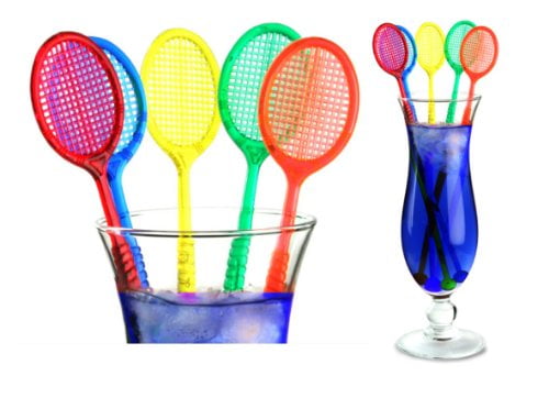 Tennis Racquet Cocktail Stirrers - Multi Color Party Swizzles (20 ...