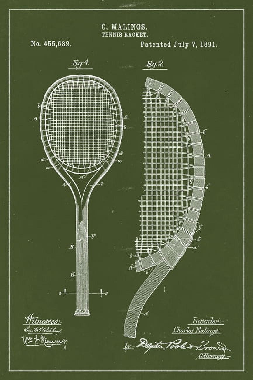 Tennis Racquet Patent Art Print - Walmart.com