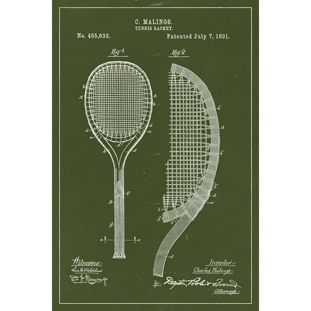 Tennis Racquet Patent Art Print - Walmart.com