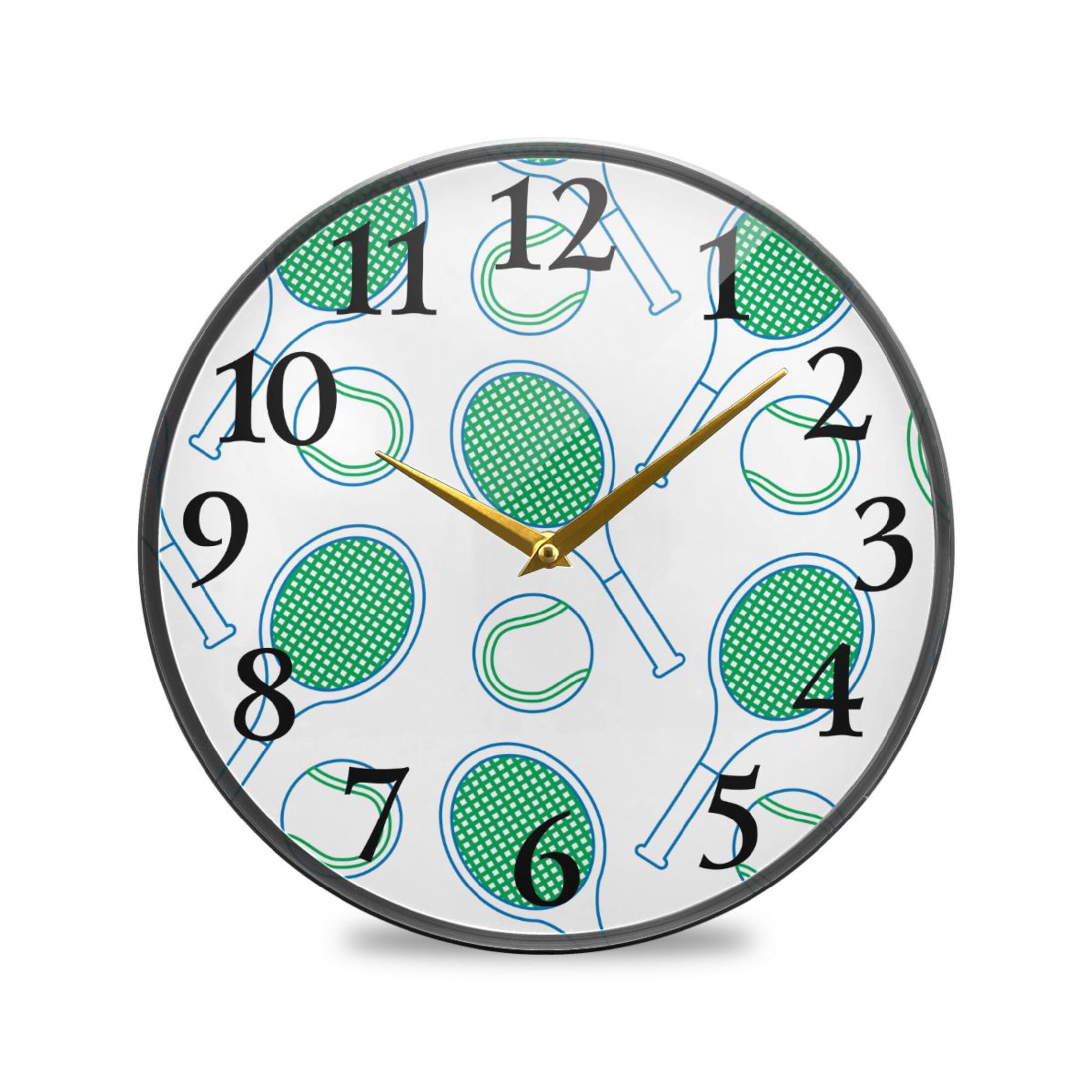 Tennis Racquet and Ball Wall Clocks Battery Operated 9.5 Inch Round ...
