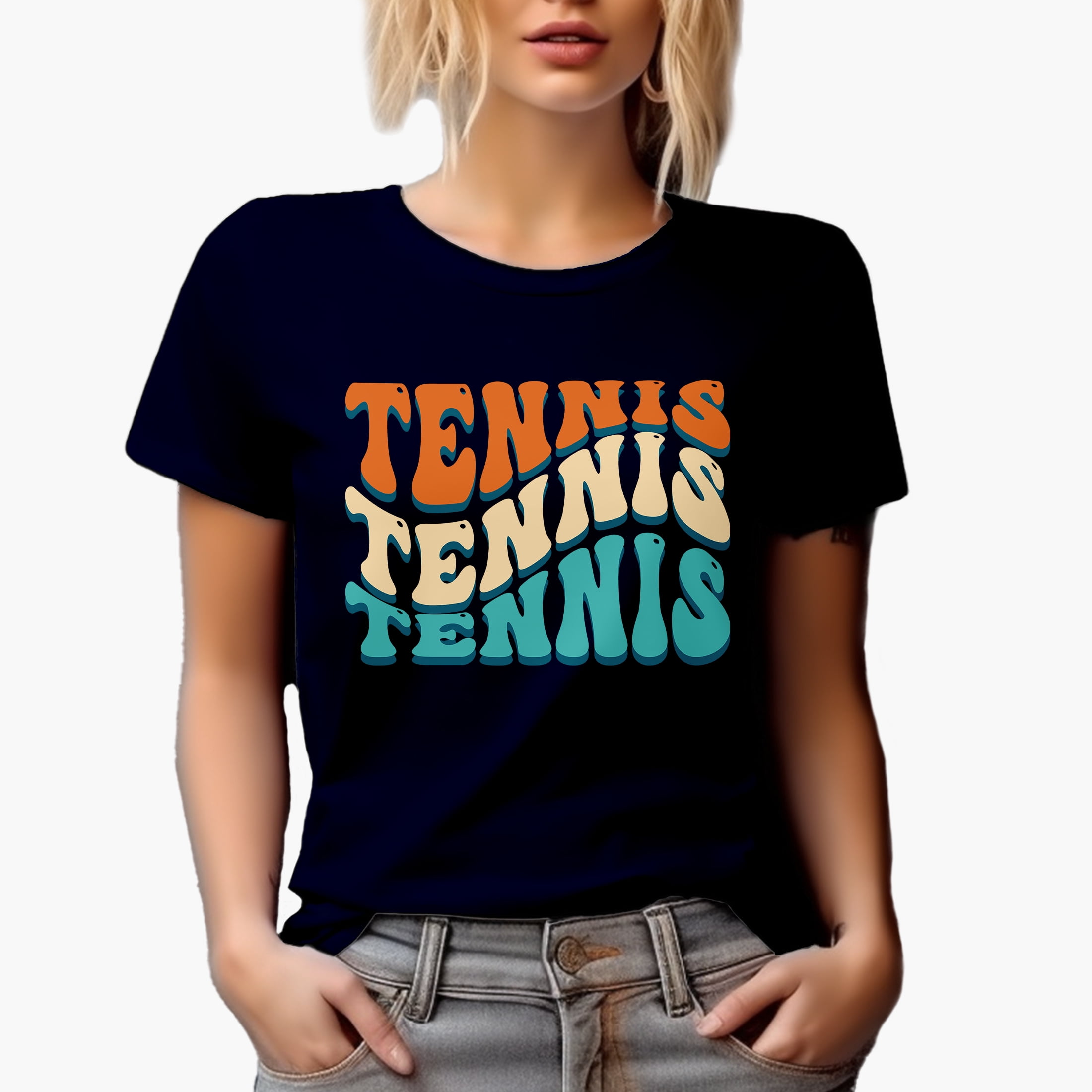 Tennis, Sports or Athlete Themed, Groovy Retro Wavy Text Merch Gift ...
