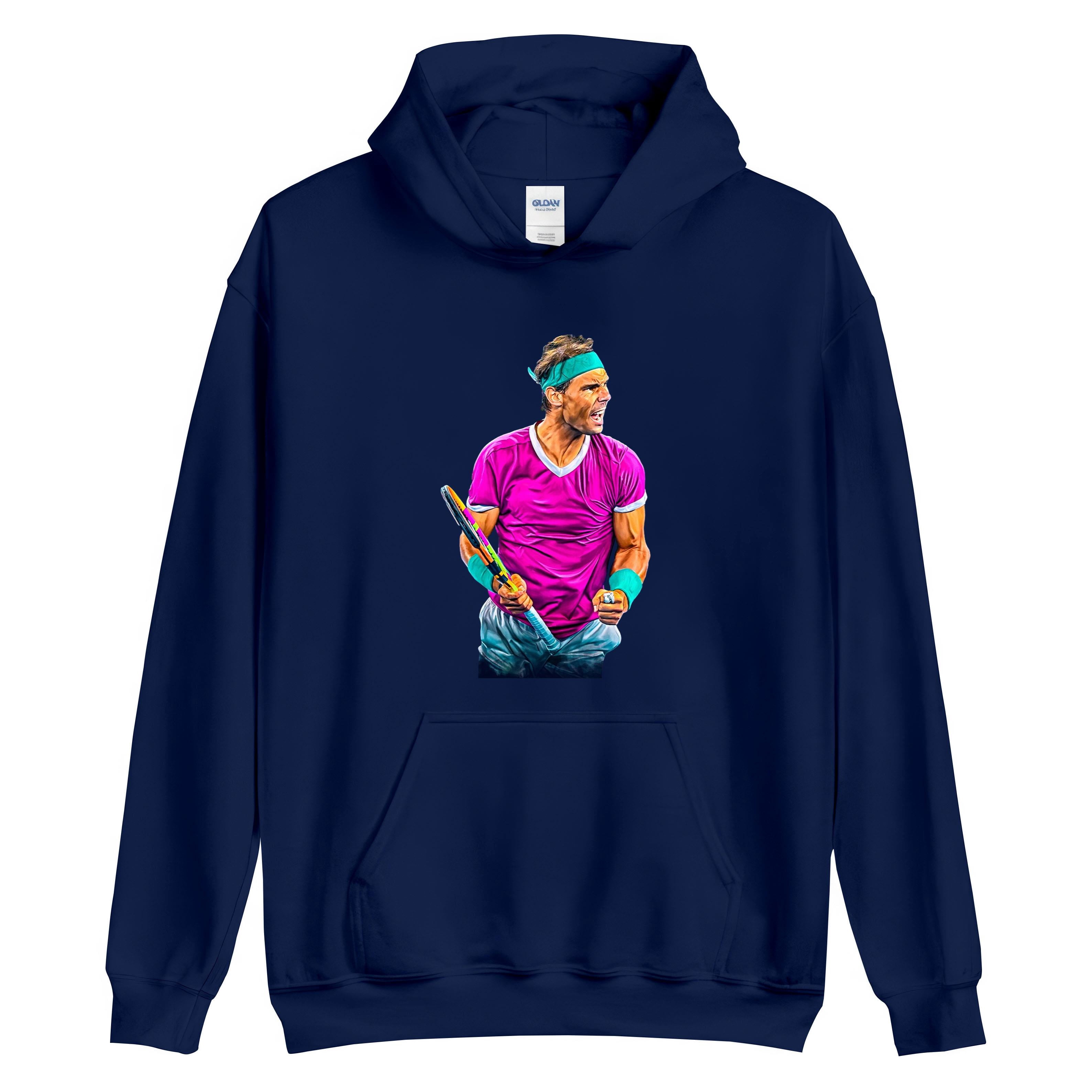 Tennis Star Roar Gesture Graphic Hoodie, Digital Artwork Print Hoodie ...