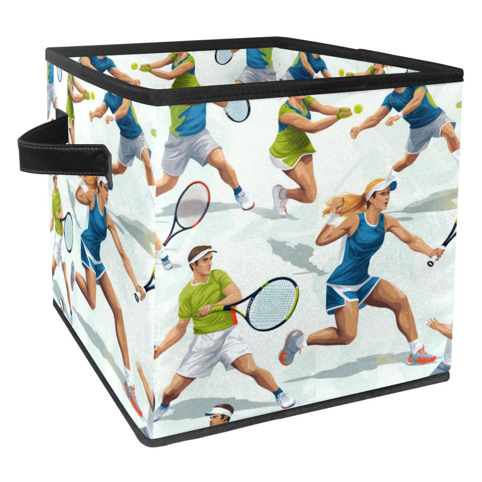 Tennis Storage Containers Foldable Basket with Handle, 10.8"x10.5"x10.6 ...