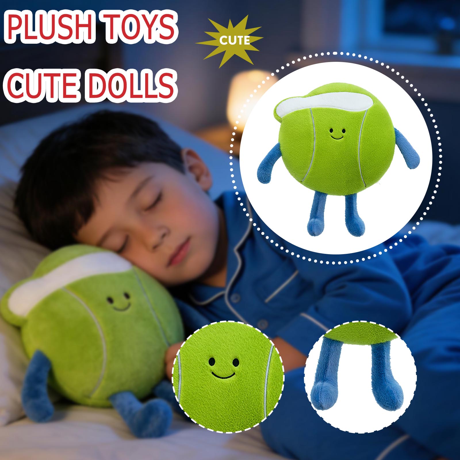 Tennis Stuffed Animal, 17.7In Soft Tennisball Plushie, Lovely Stuffed ...