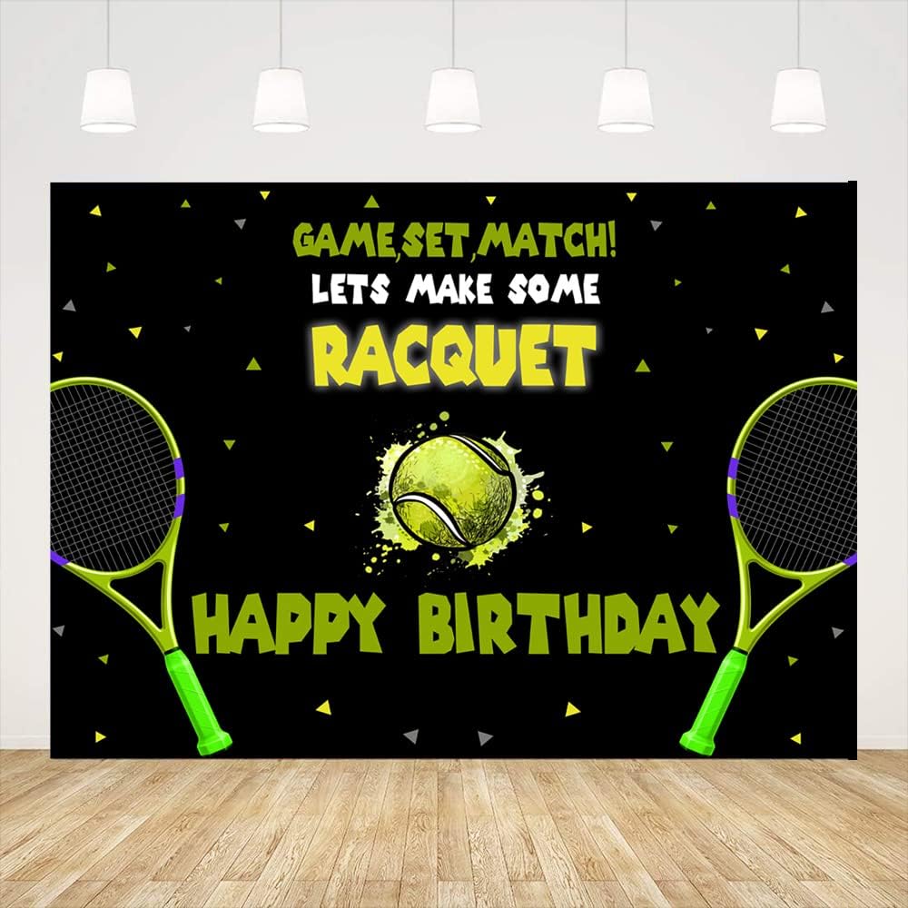 Tennis Themed Backdrop Tennis Ball Happy Birthday Party Decorations for ...