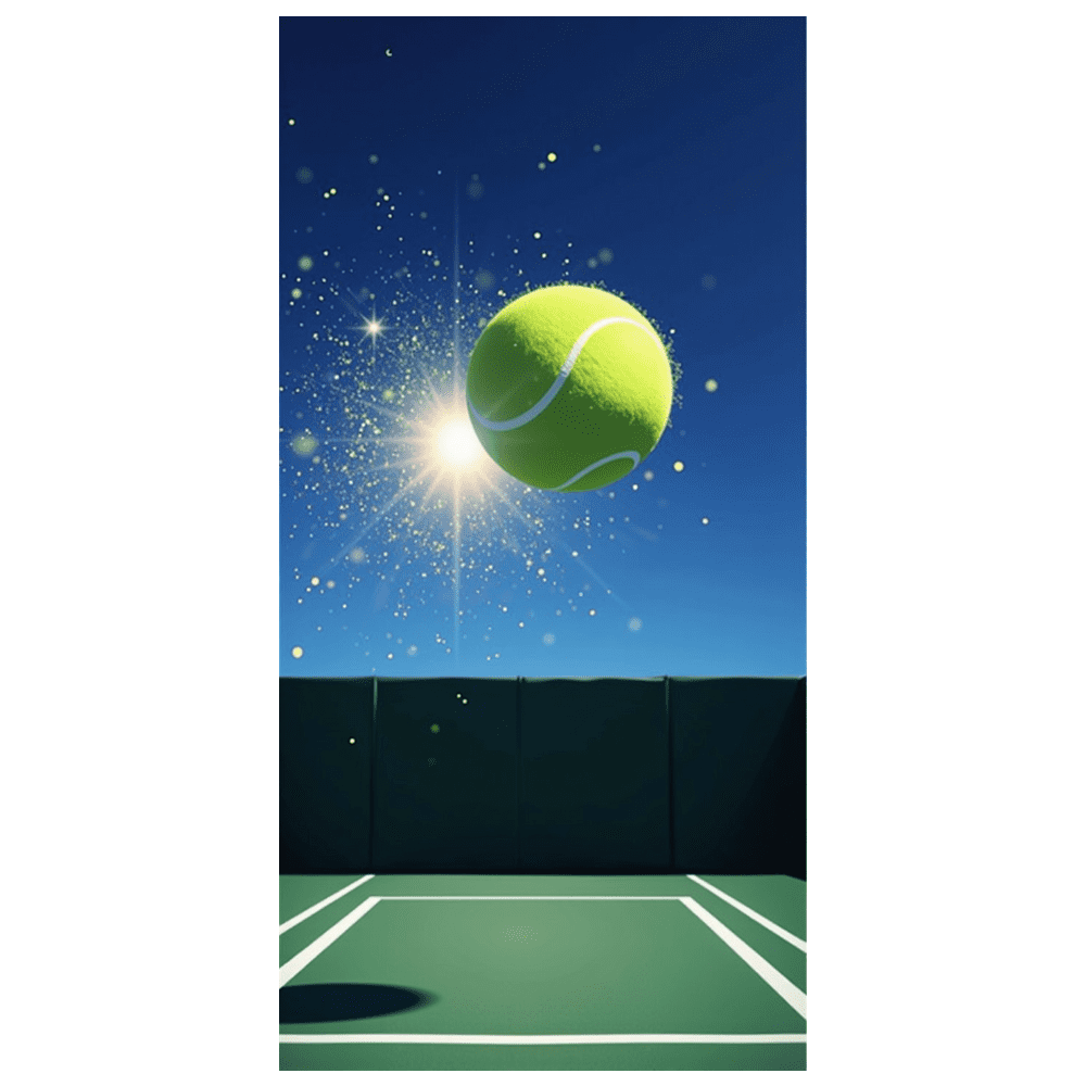 Tennis Themed Background Banner with Shining Tennis Ball on Court Party ...