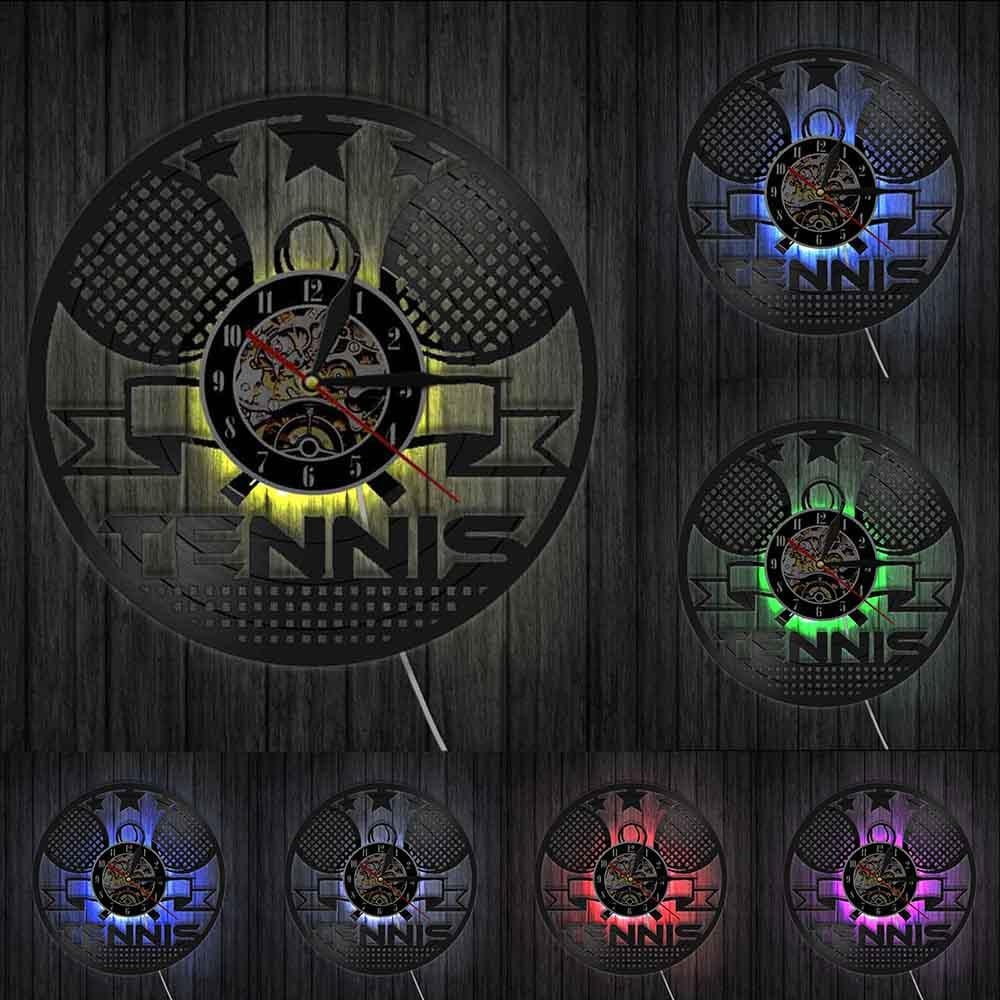 Tennis Time Clock Tennis Rackets Crossed Wall Art Wall Clock Sports ...