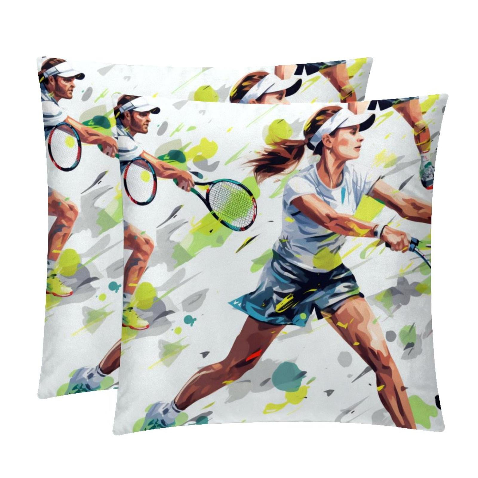Tennis Velvet Throw Pillow Covers Set of 2 - 16x16, 18x18, 20x20 Inches ...