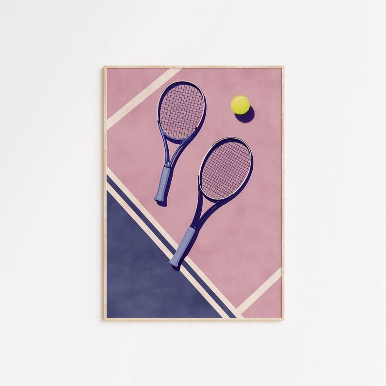 Tennis Wall Art Printable - Pink And Navy Sports Decor, Preppy Room ...