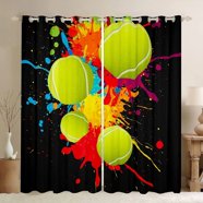 Basketball Window Curtains, 2 Panel Set - 52 inch x 84 inch - Kids Room ...