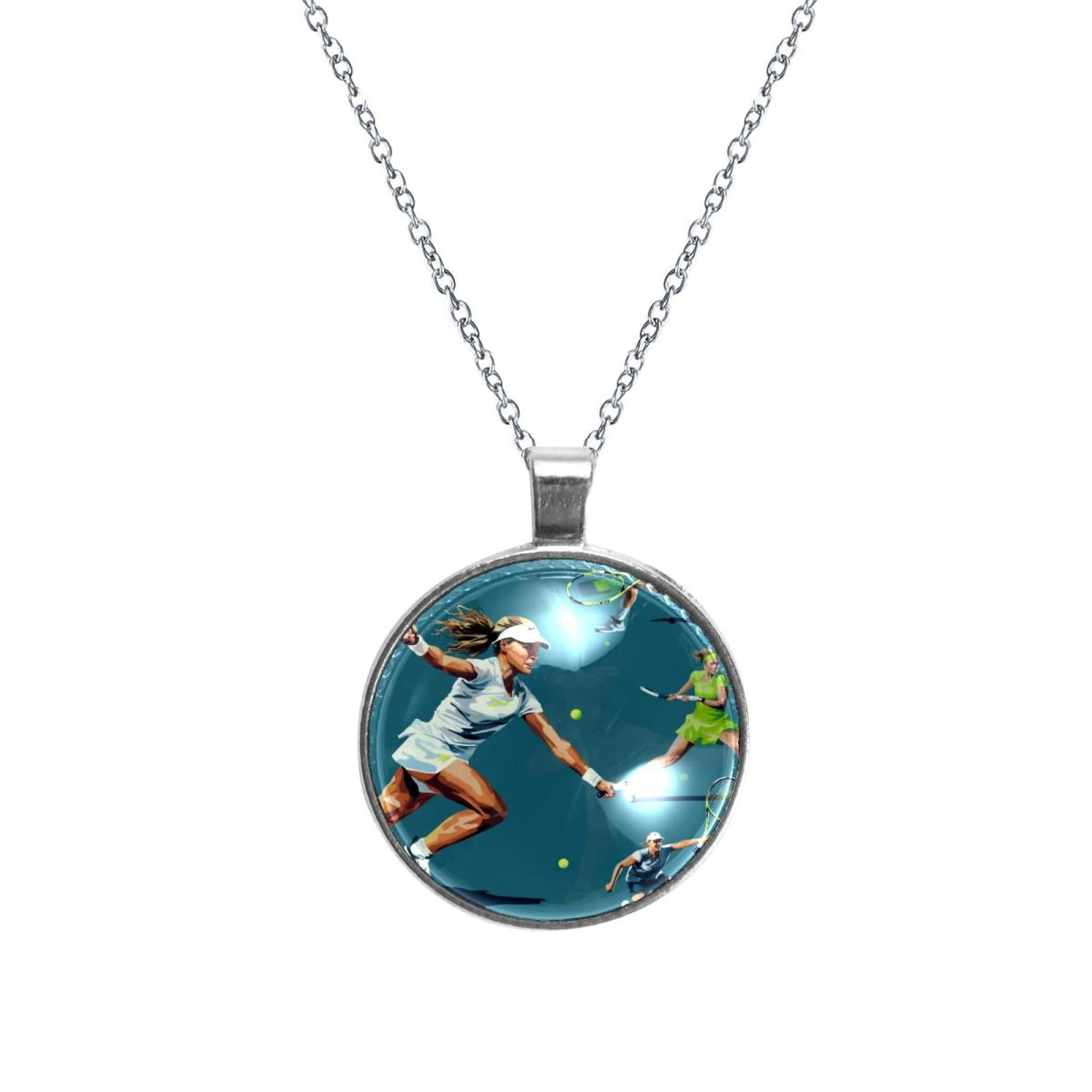Tennis Women's Circular Glass Design Pendant Necklace - Walmart.com
