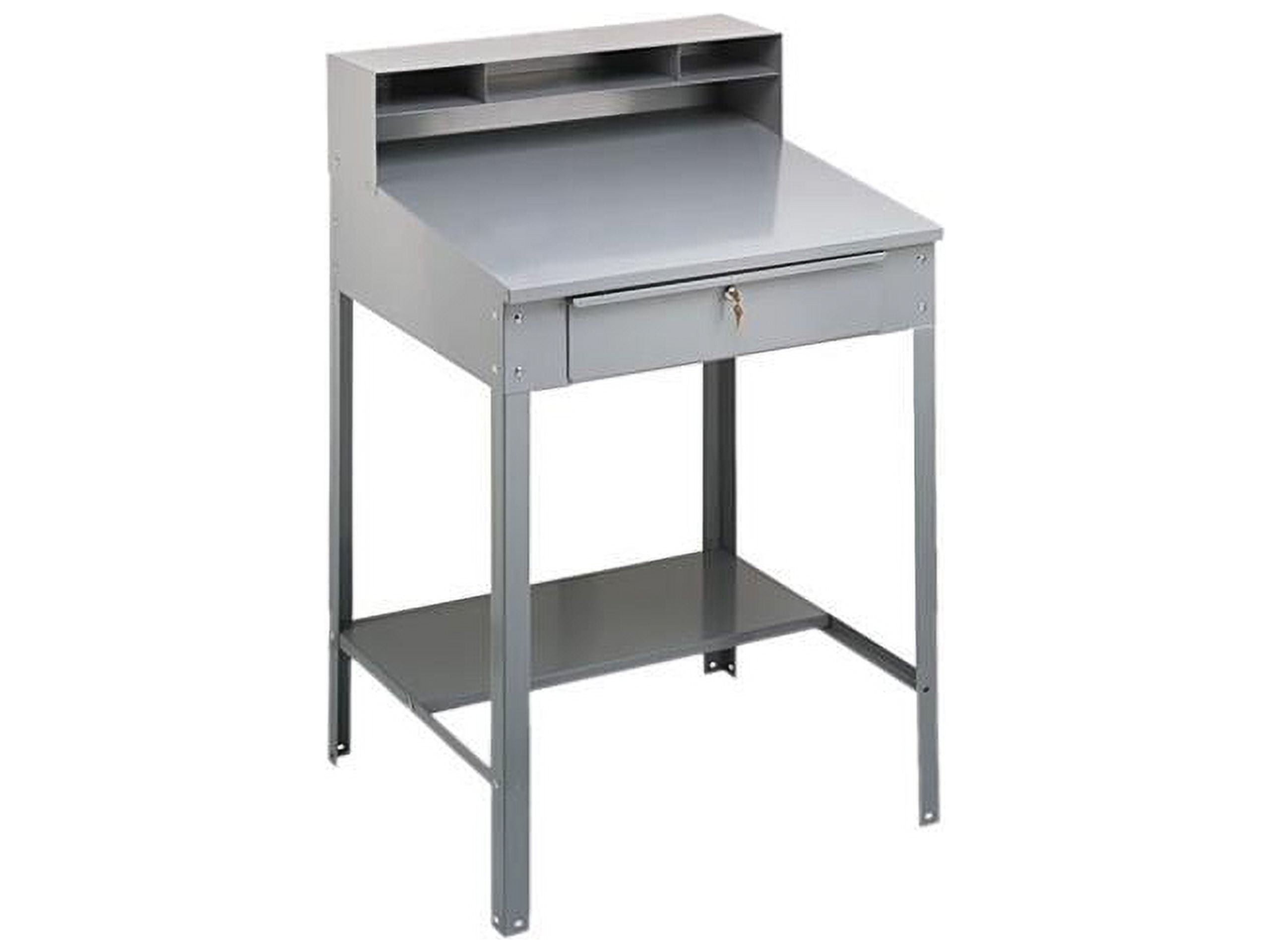 "Tennsco Open Steel Foreman's Desk, Workstation, Medium Gray, 34.5""x29 ...