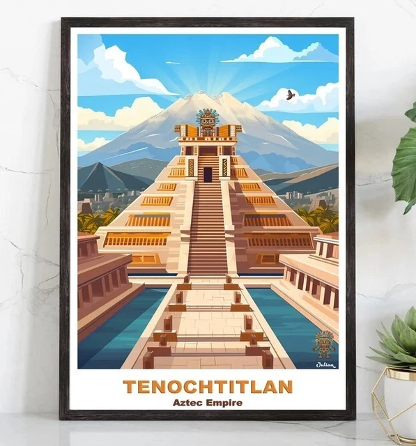 Tenochtitlan - Aztec Empire Mexico, Travel Poster, Modern Wall Art NO ...