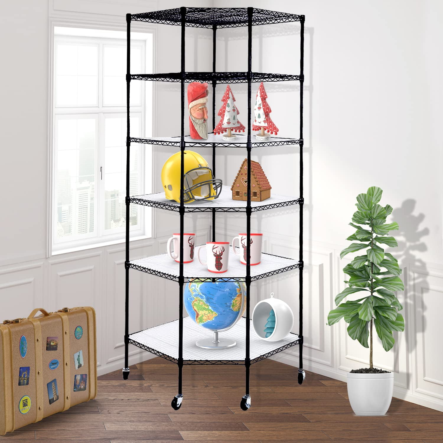 Wire corner shelving unit store