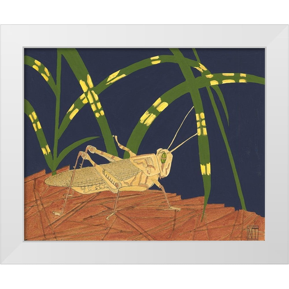 Tenser, Nina 32x26 White Modern Wood Framed Museum Art Print Titled - Ornamental Grasshopper I ...
