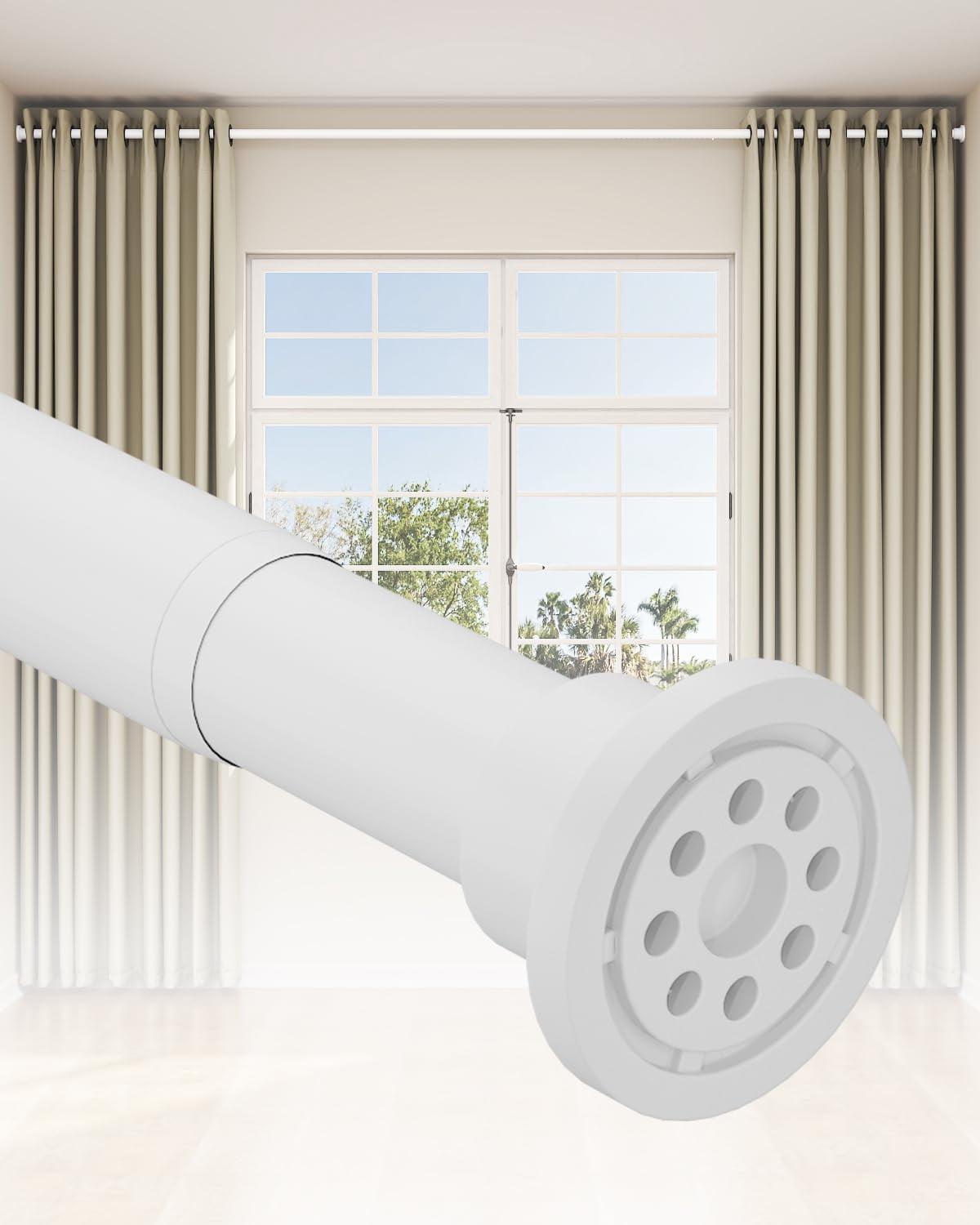 Tension Curtain Rod, 42 to 160 Inch, Extra Long Tension Rod for Windows, Heavy Duty Adjustable ...