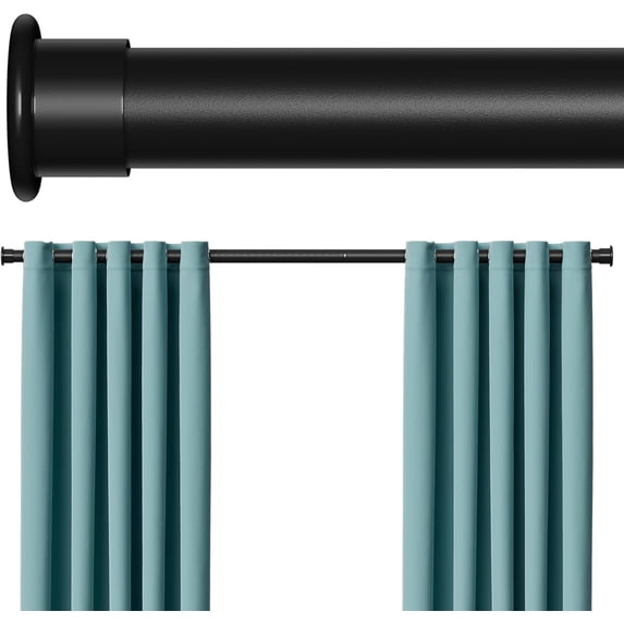 Tension Curtain Rod 43-104 Inches Extra Long Black Heavy Duty Tension ...