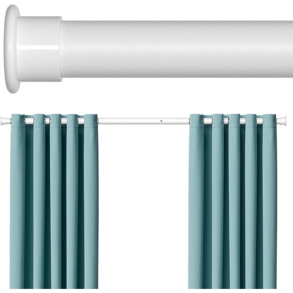 Tension Curtain Rod 43-144 Inches Extra Long White Heavy Duty Tension ...