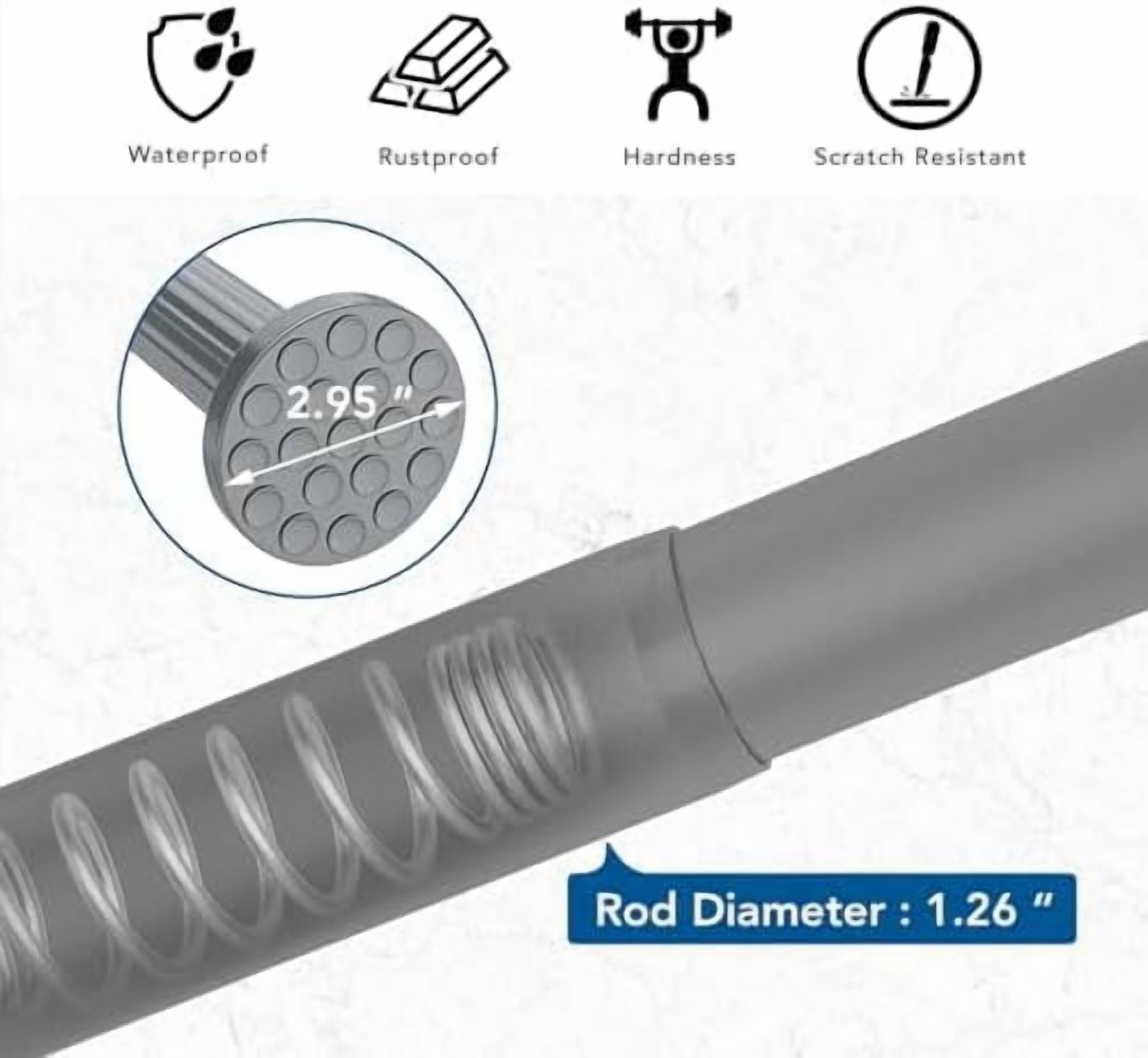 Tension Curtain Rod, 51-126 Inch,Spring Shower Tension Curtain Rod ...