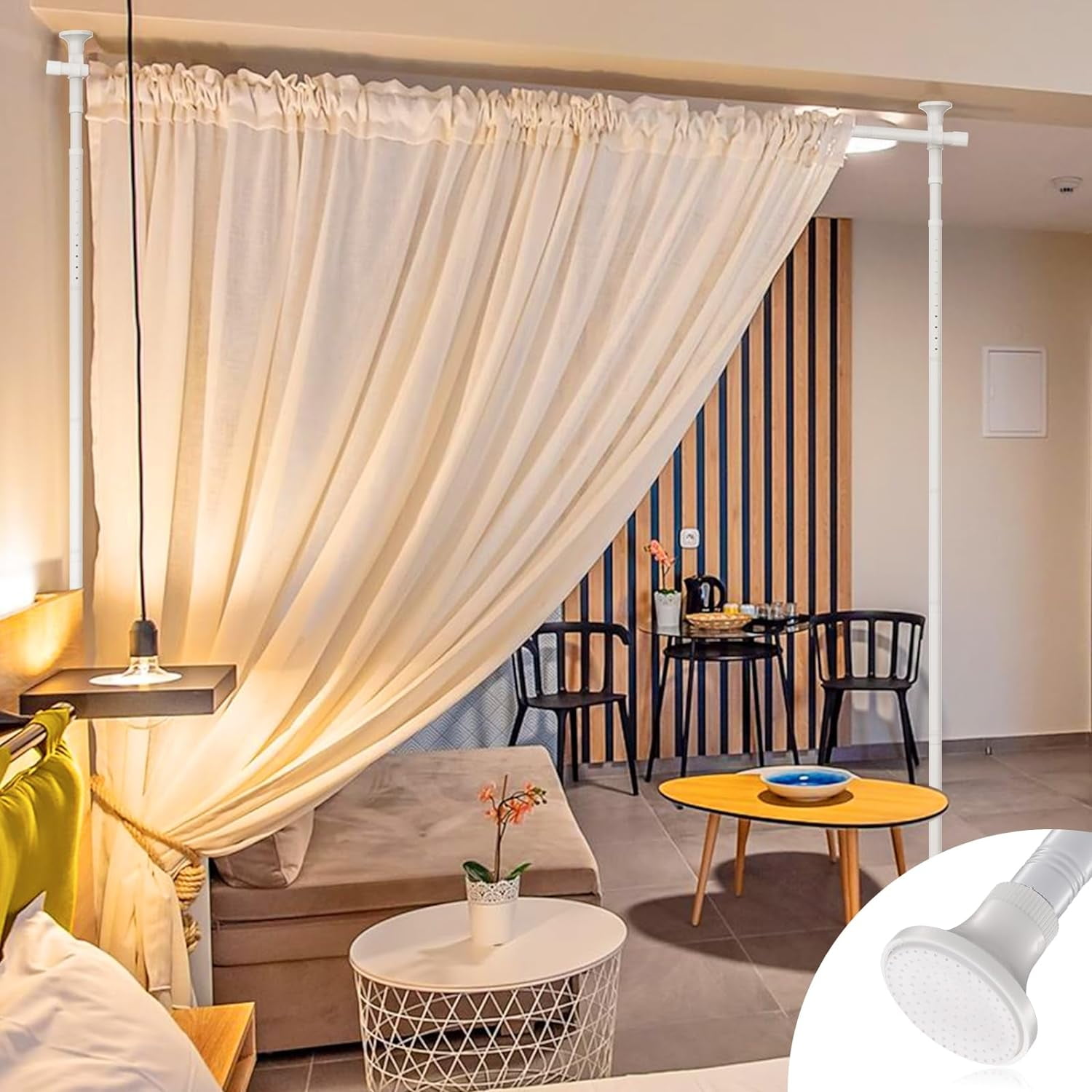 Tension Curtain Rod Stand for Room Divider & Window - No Drilling ...