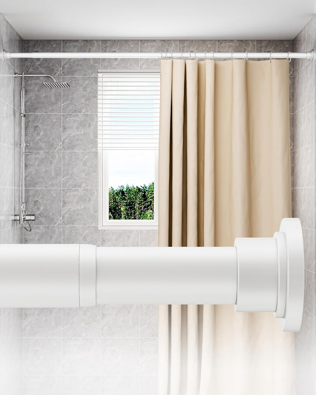 Tension Curtain Rod for Window Pack Heavy Duty Curtain Rods No Drilling ...