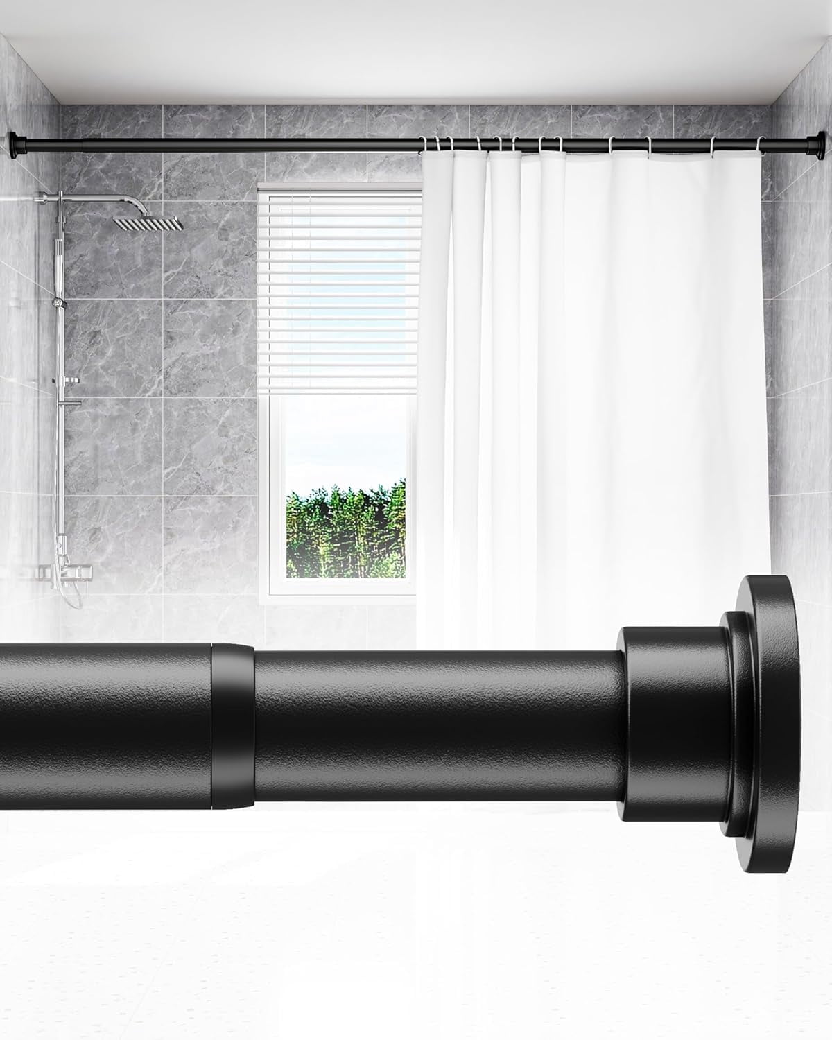 Tension Curtain Rod for Window Pack Heavy Duty Curtain Rods No Drilling ...