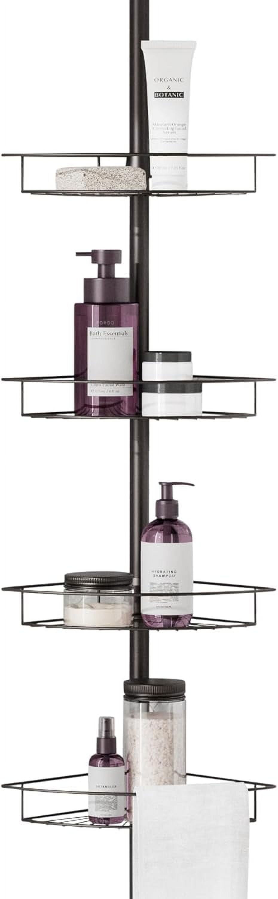 Tension Pole Shower Caddy 4 Basket Shelves with Built-in Towel Bars ...
