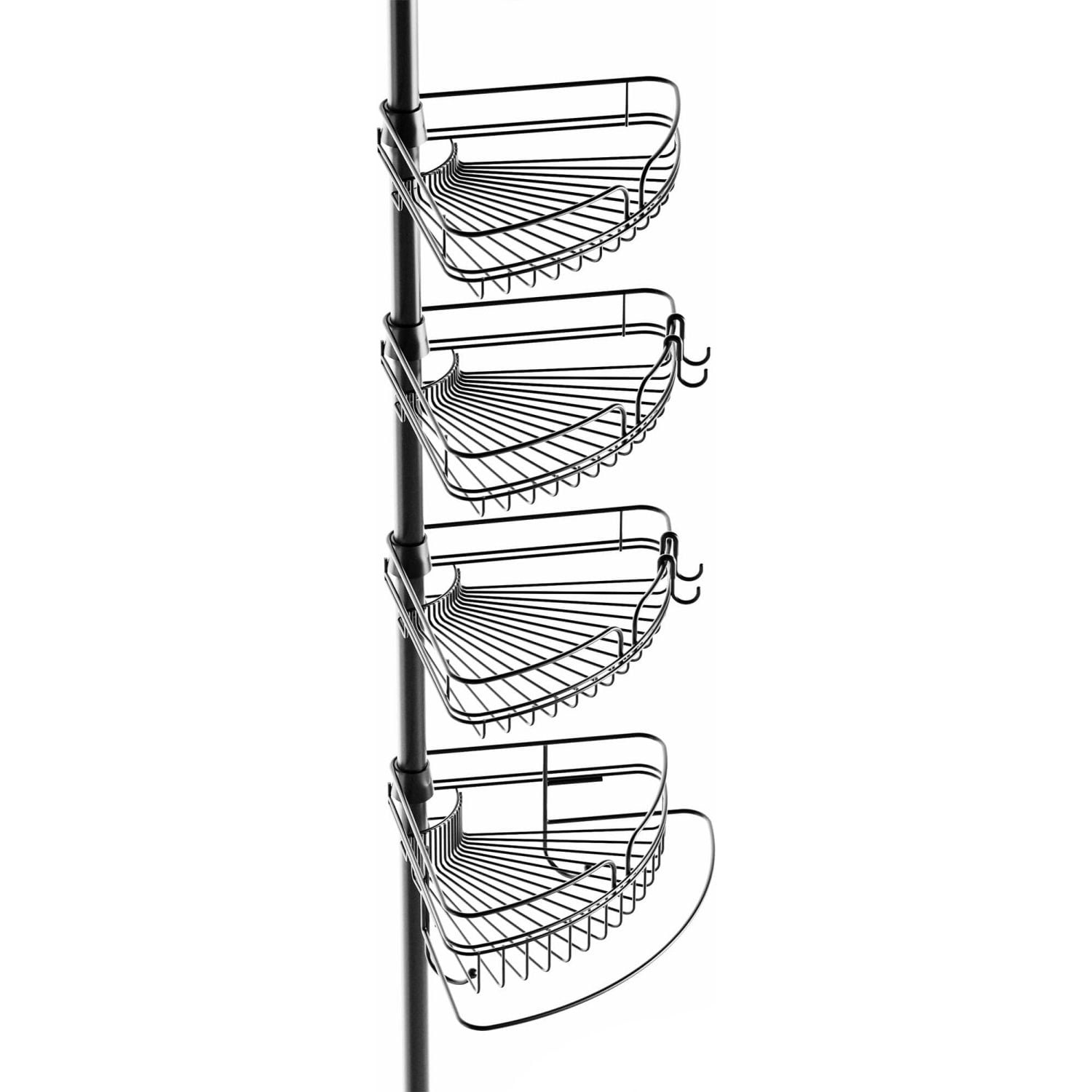 Tension Pole Shower Caddy with 4 Shelves with Towel Bar and Hooks ...