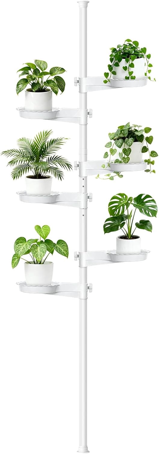 Tension Rod Plant Stand, Plant Poles for Hanging Plants Indoor, 6 Tier ...