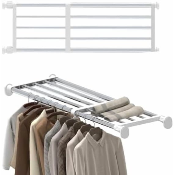 Tension Shelf Expandable Rod Closet System Heavy Duty Clothes Hanger ...